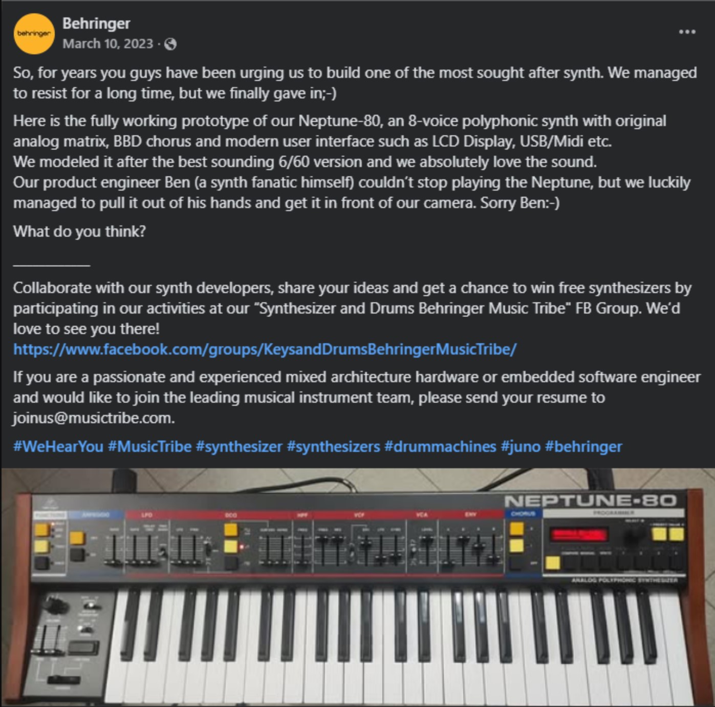 The Behringer JN-80 (Juno-60 Clone) Story